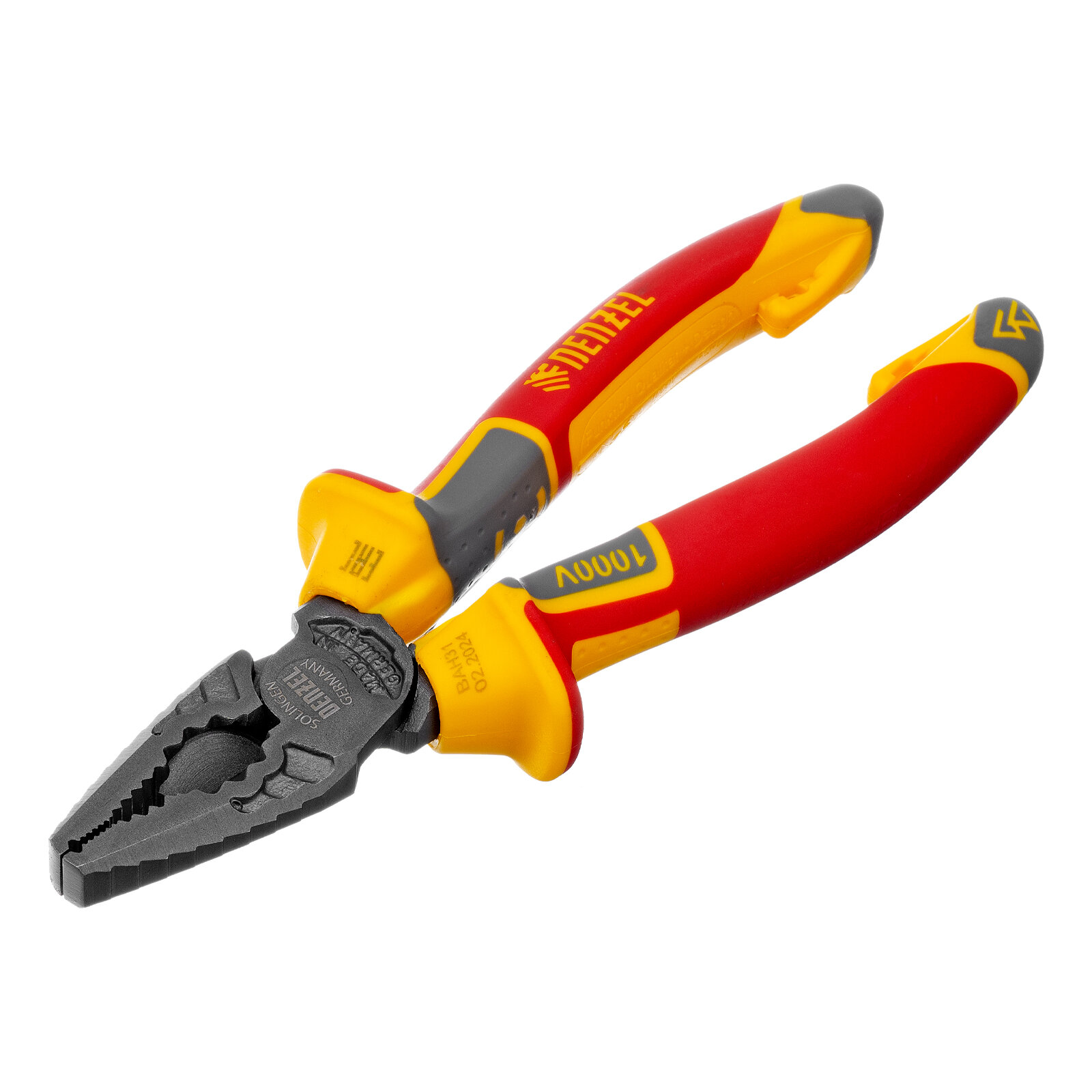 Плоскогубцы комбинированные DENZEL 165 мм, диэлектрические трехкомпонентные рукоятки до 1000 В (17085)