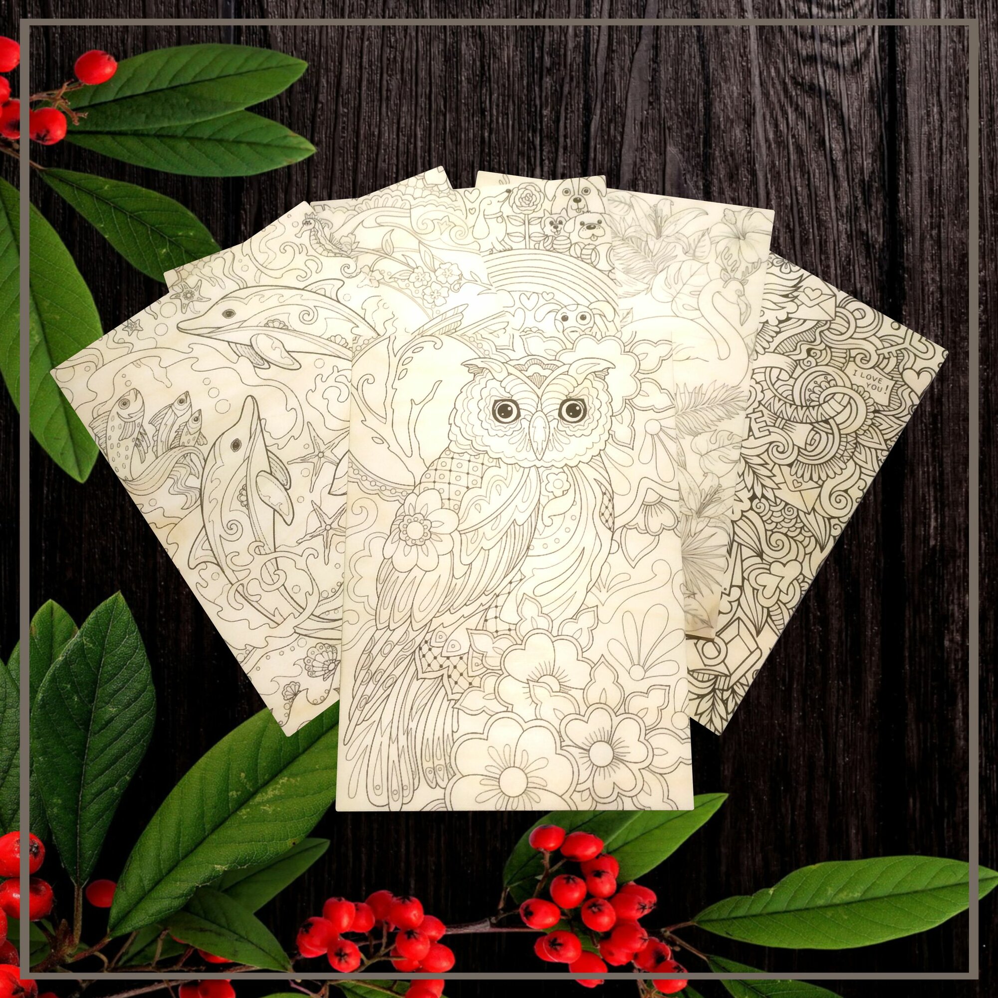 Набор раскрасок 6 штук, животные. Выполнен на березовой фанере А4