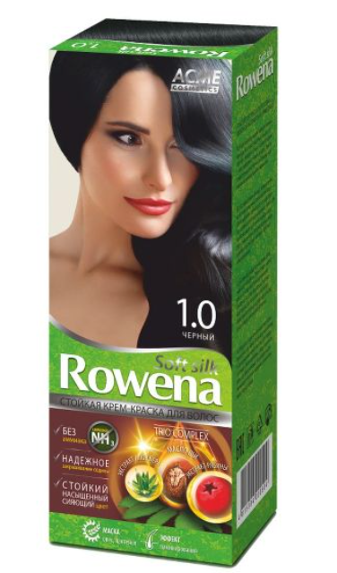 Краска для волос Rowena Soft Silk тон 1.0 черный, без аммиака, 115 мл.