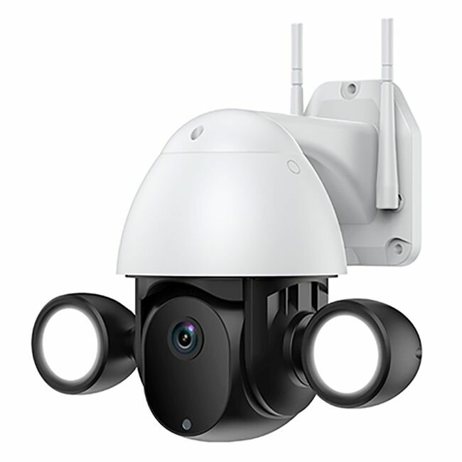 WiFi уличная поворотная IP видеокамера с двумя прожекторами (ИК+белый свет) 3Mp обзор 360 (Smart Life/Tuya smart датчик движения удаленный мониторинг microSD) HN-P3FBT