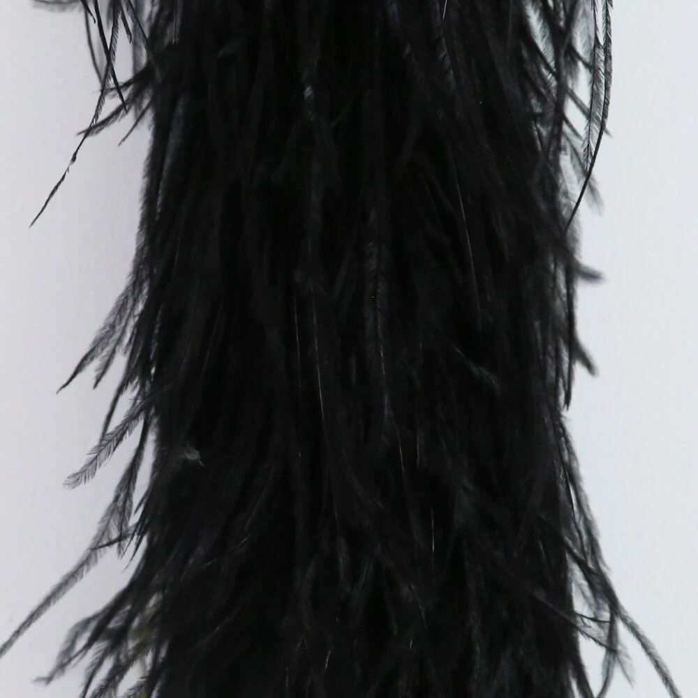 Натуральный страусиный боа 10 слоев Черный, 10ply 1 meter, черный