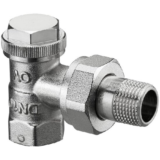 Вентиль Oventrop Combi 3, DN-15, 1/2", ВН, угловой, никелированный, НГ со штуцером