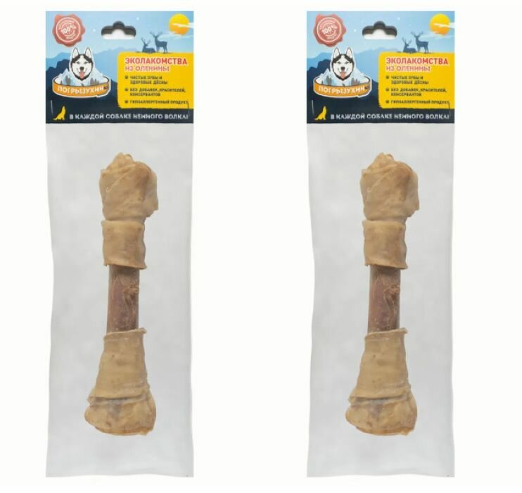 Погрызухин Лакомство для собак Косточка в коже северного оленя, 120 г, 2 шт