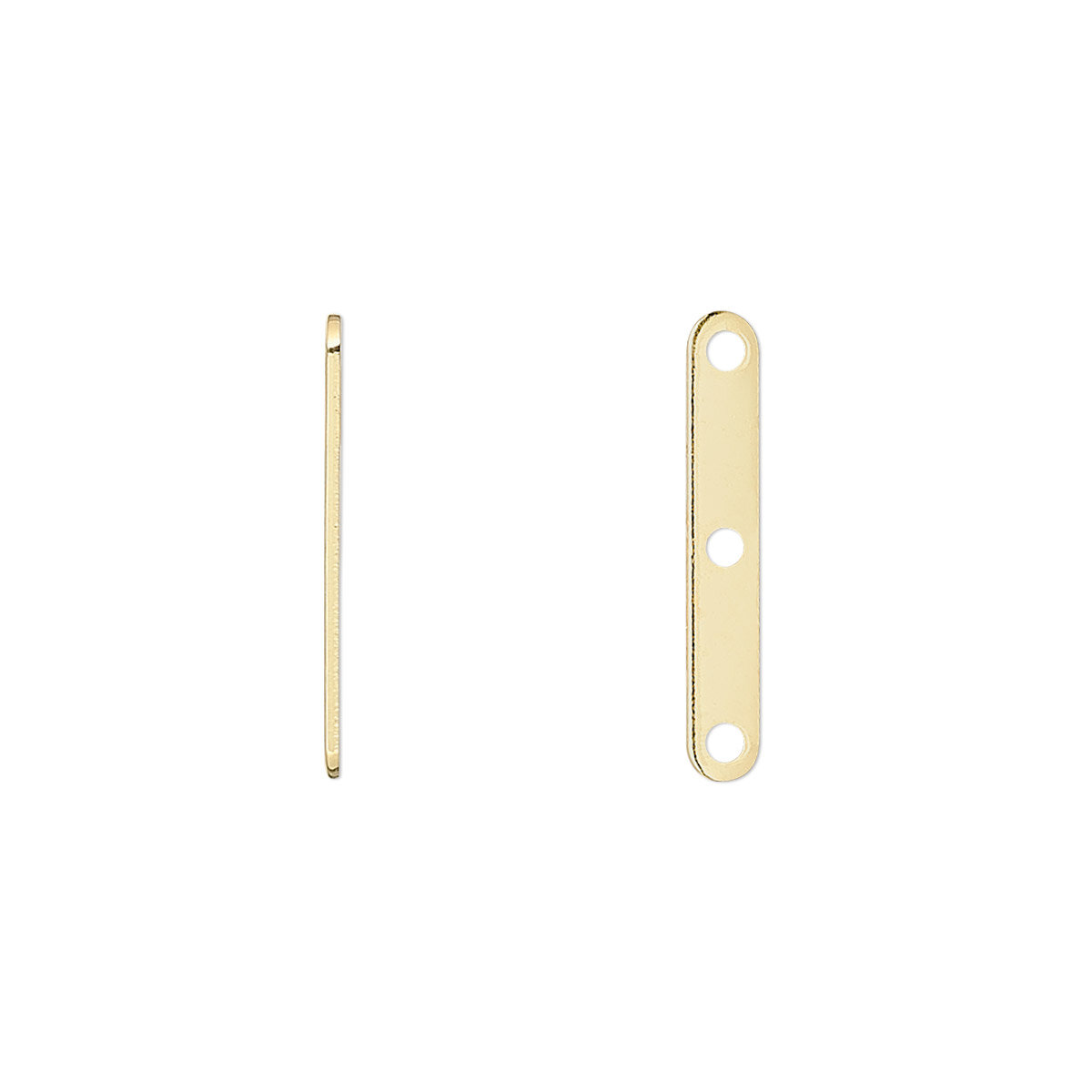 Разделитель, 19х3мм, гладкий, на 3 отверстия, базовый материал - латунь, позолоченный, 5 шт.