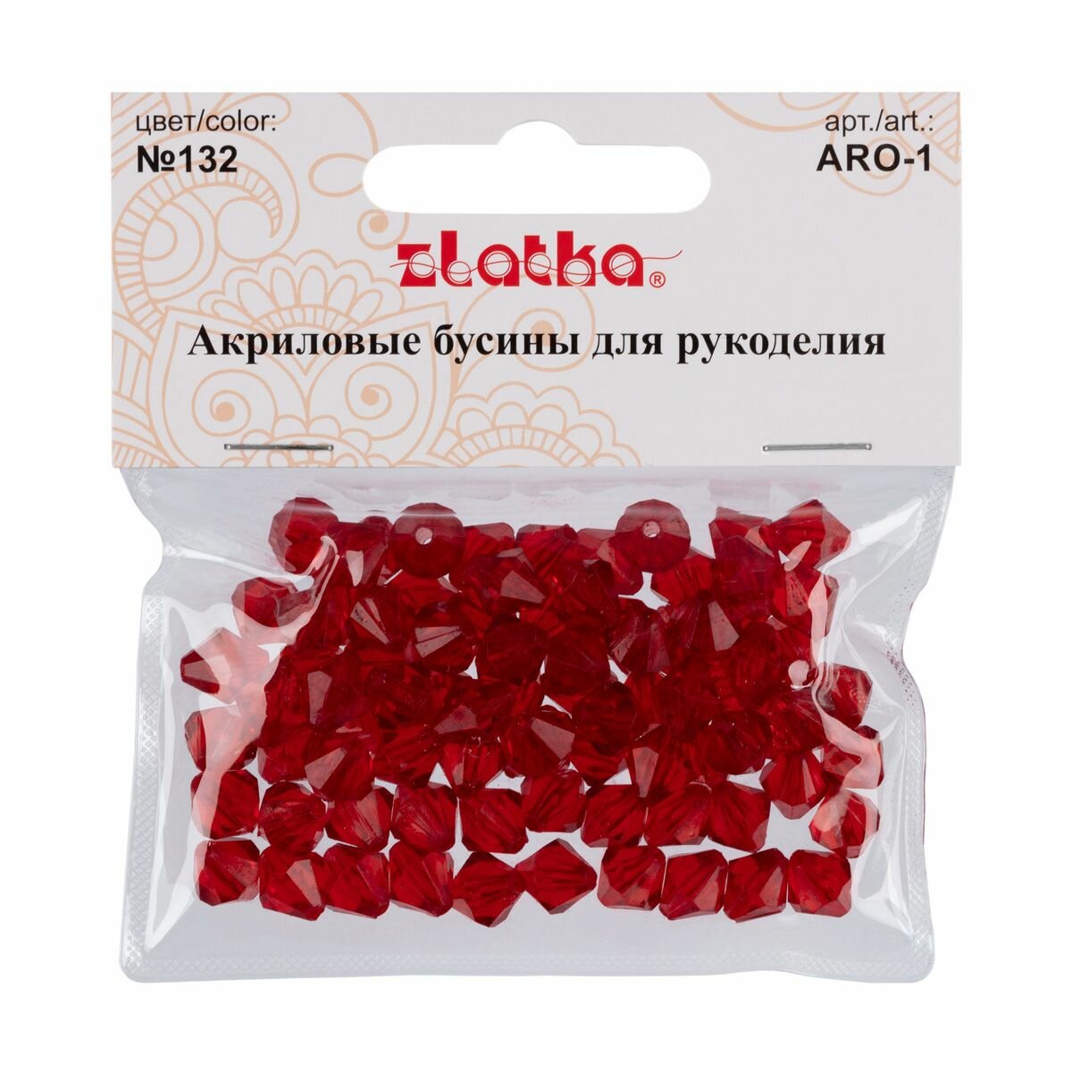 Бусины акрил "Zlatka"ARO-1 9 х 10 мм 25 г 132 красный