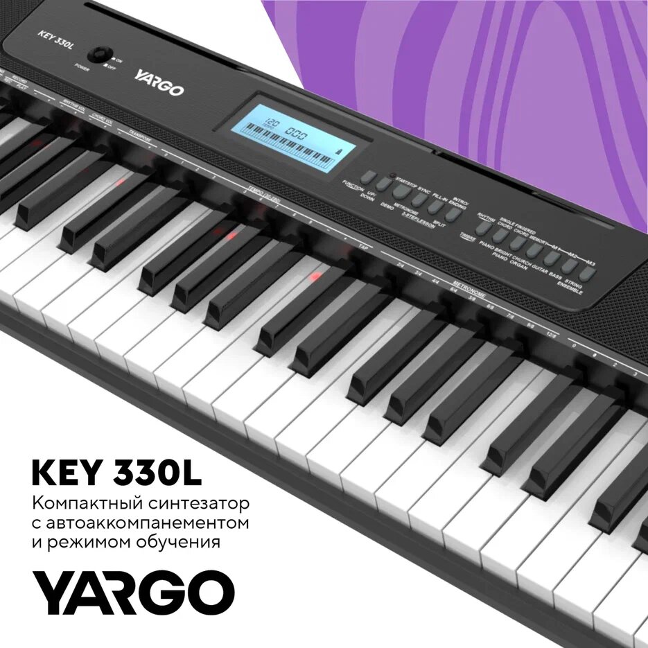 Синтезатор YARGO KEY 330 L, 61 клавиша с подсветкой, цвет - черный