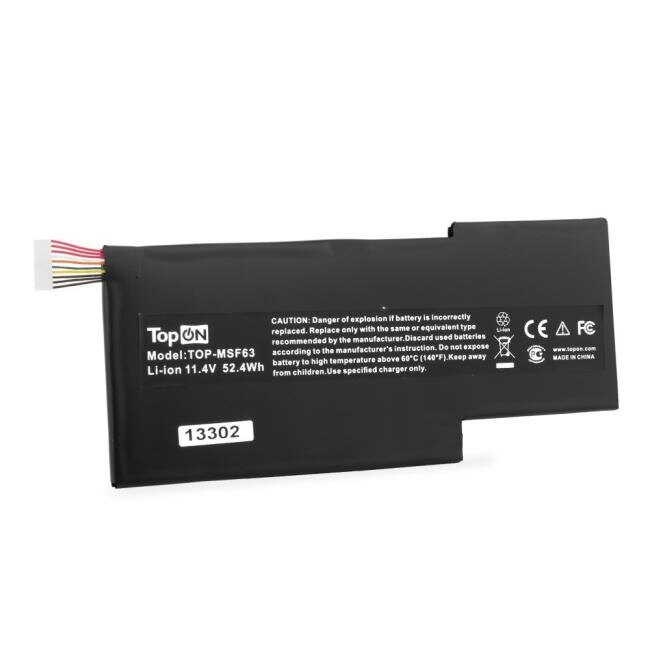 TopON TOP-MSF63 Аккумулятор для ноутбука MSI GF63. 11.4V 4600mAh. PN: BTY-M6K