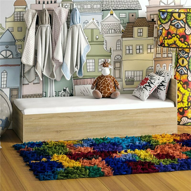 Кровать односпальная СВК Стандарт 80х200 ЛДСП цвет дуб сонома, , без матраса, основание есть, без ящиков