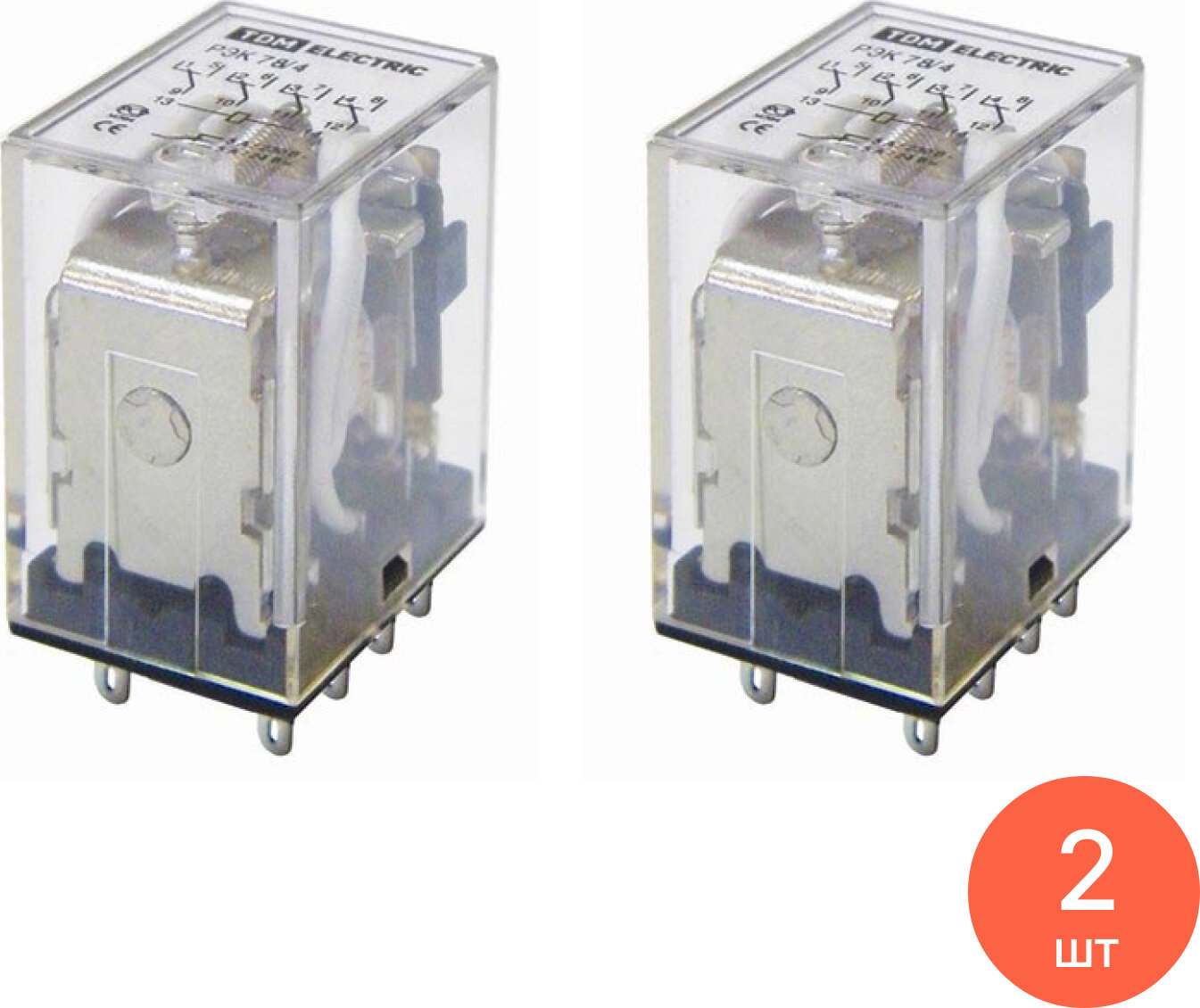 Реле промежуточное TDM Electric / ТДМ Электрик РЭК78/4, серебросодержащие контакты, 20.5x42x27мм, 3А 230В АС, SQ0701-0009 / электрика (комплект из 2 шт)