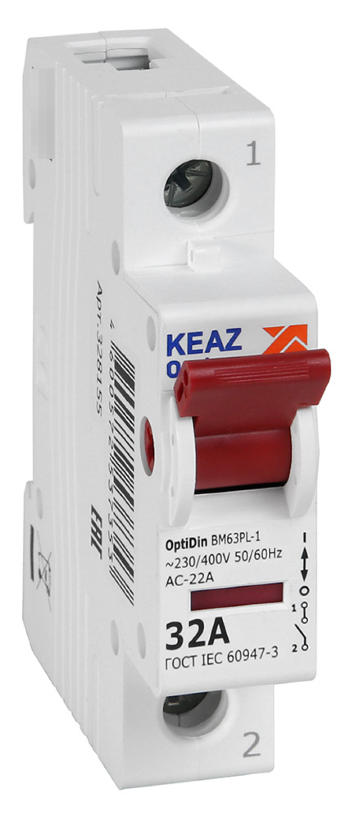 Выключатель нагрузки КЭАЗ OptiDin BM63PL-132-УХЛ3, 1П 32А IP20, 328155 / переключатель