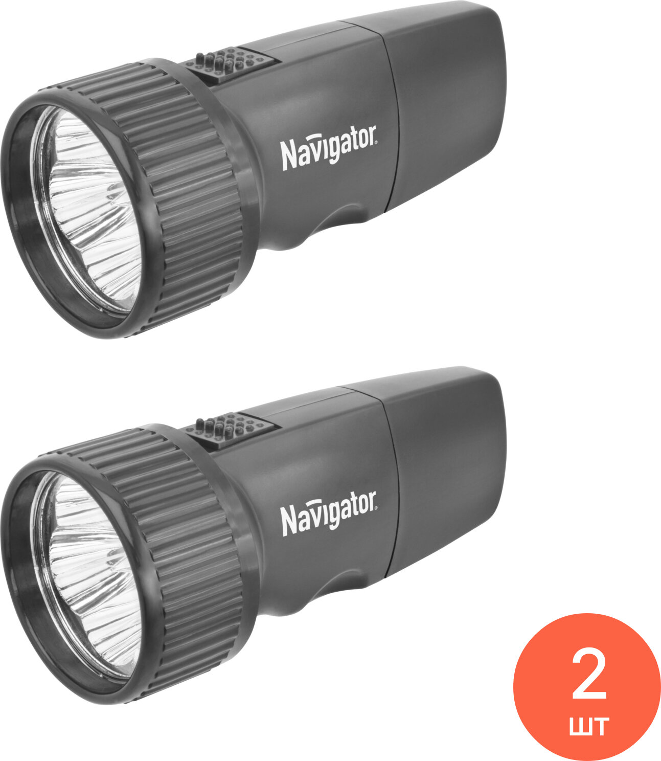 Фонарь ручной Navigator / Навигатор NPT-CP02-ACCU на аккумуляторе 3.6V 0.25Ah, прожектор 5 LED с прямой зарядкой 220V пластик черный, 94941 / светодиодный / аккумуляторный (комплект из 2 шт)