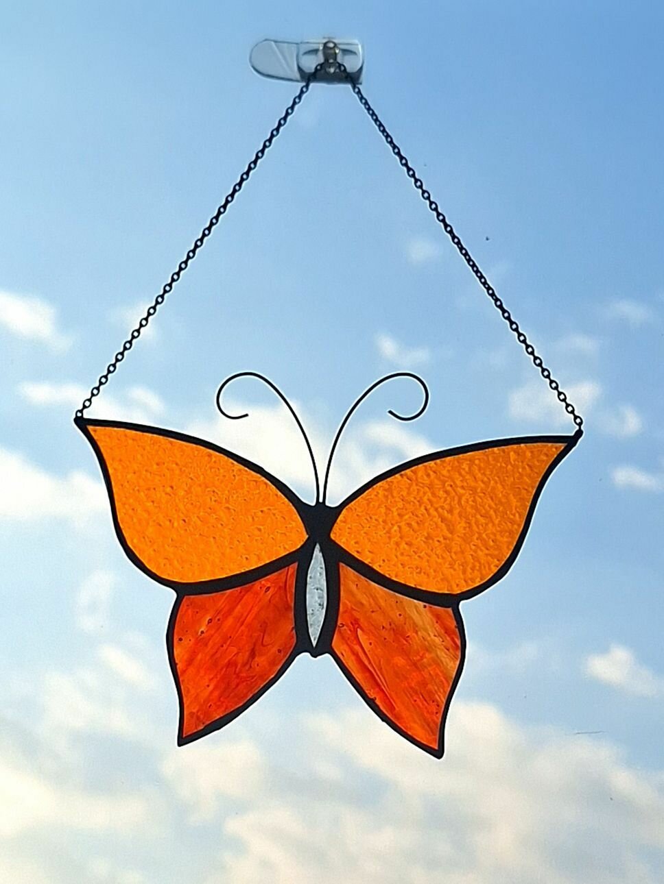 Витражная подвеска "Оранжевая бабочка"