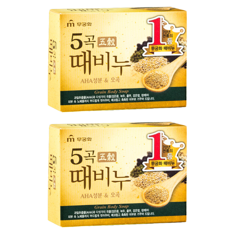 Mukunghwa Мыло туалетное Five Grains Scrub Soap, 100 г, 2 шт