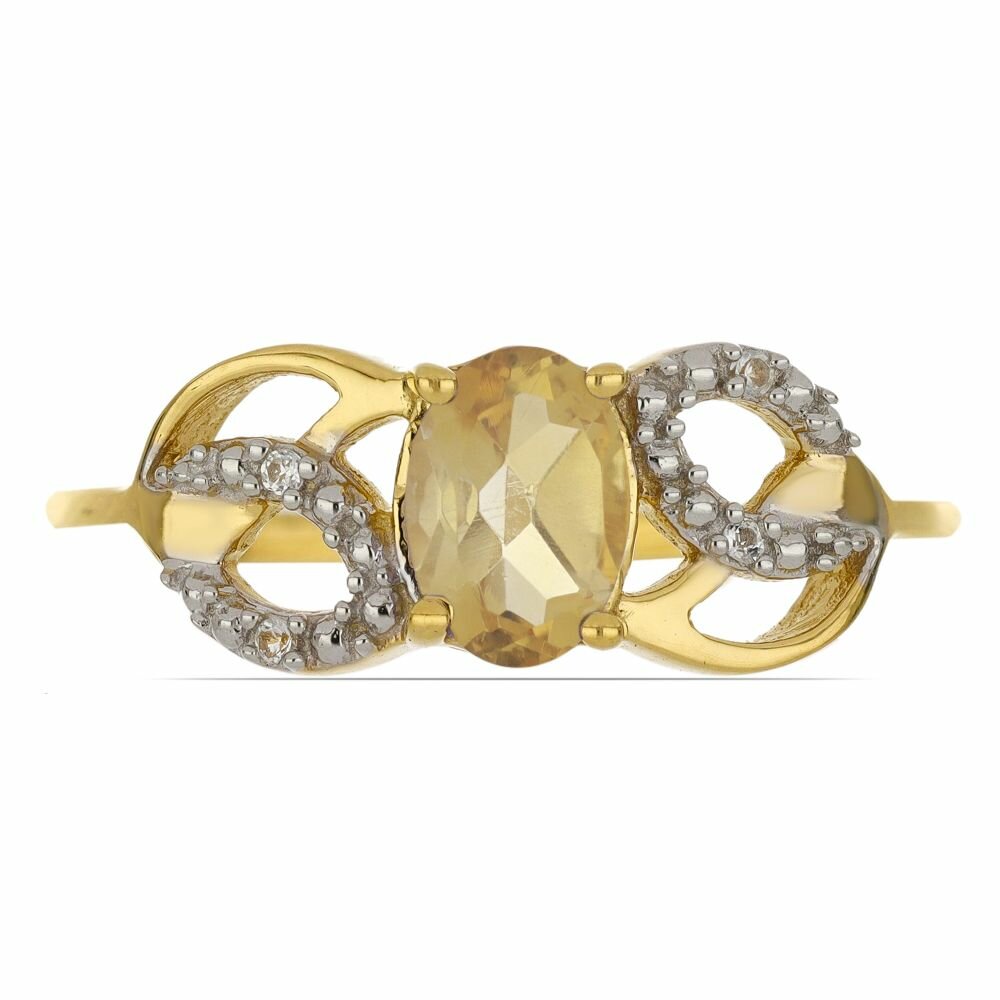 Кольцо, серебро, 925 проба, циркон, цитрин