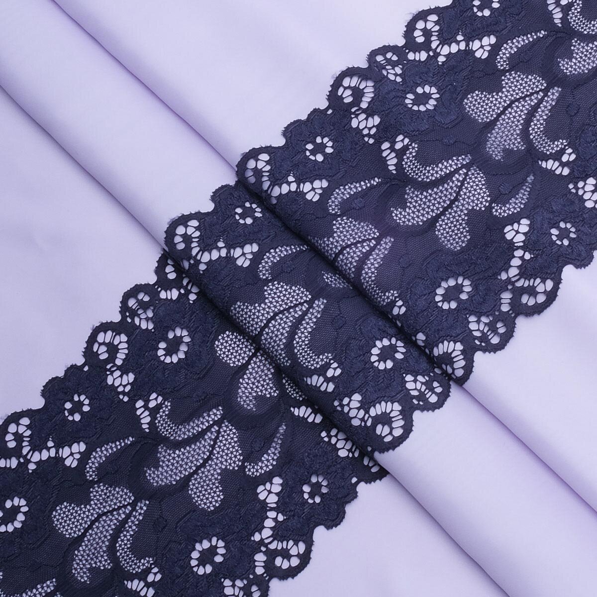Кружево эластичное для шитья нижнего белья Айрис, 15см*3,4м, цвет темно-синий