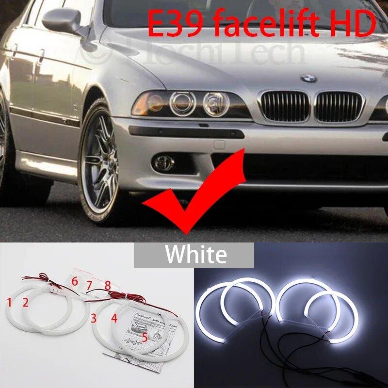 Двойной цвет, высококачественное кольцо для BMW 5 серии E39 525i 528i 530i 540i facelift White