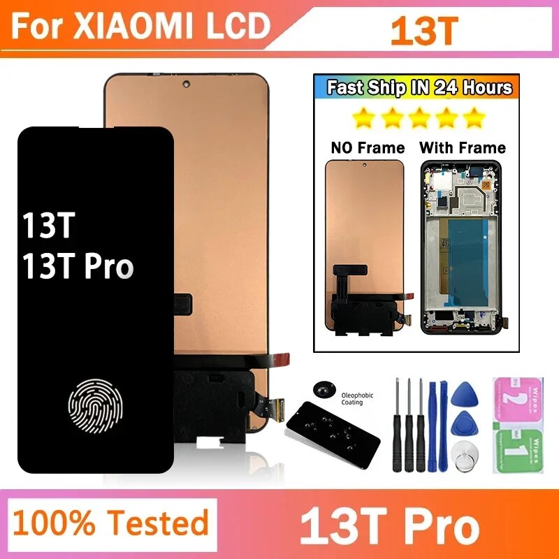 6,67 "AMOLED для Xiaomi 13T Mi 13T 2306EPN60 ЖК-дисплей с сенсорным экраном в сборе black NO Frame