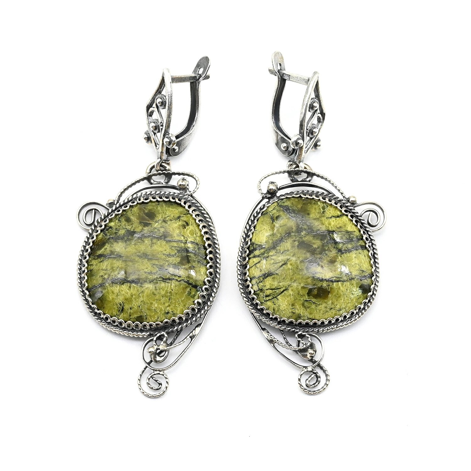 Серьги, змеевик