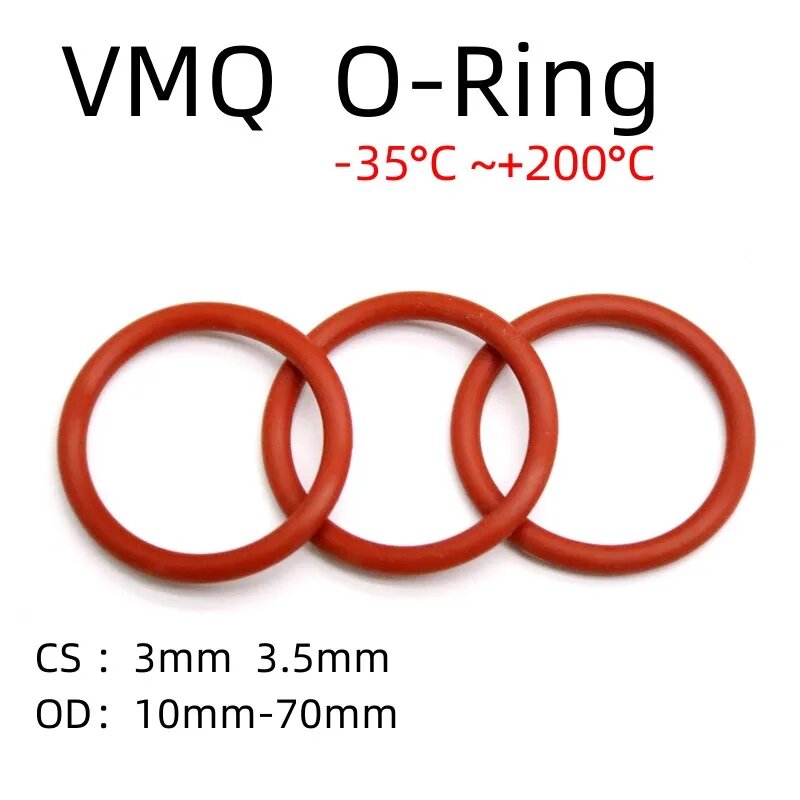 Силиконовые уплотнительные кольца VMQ красный 10/50 шт OD 16mm, 50pcs, CS 3.5mm