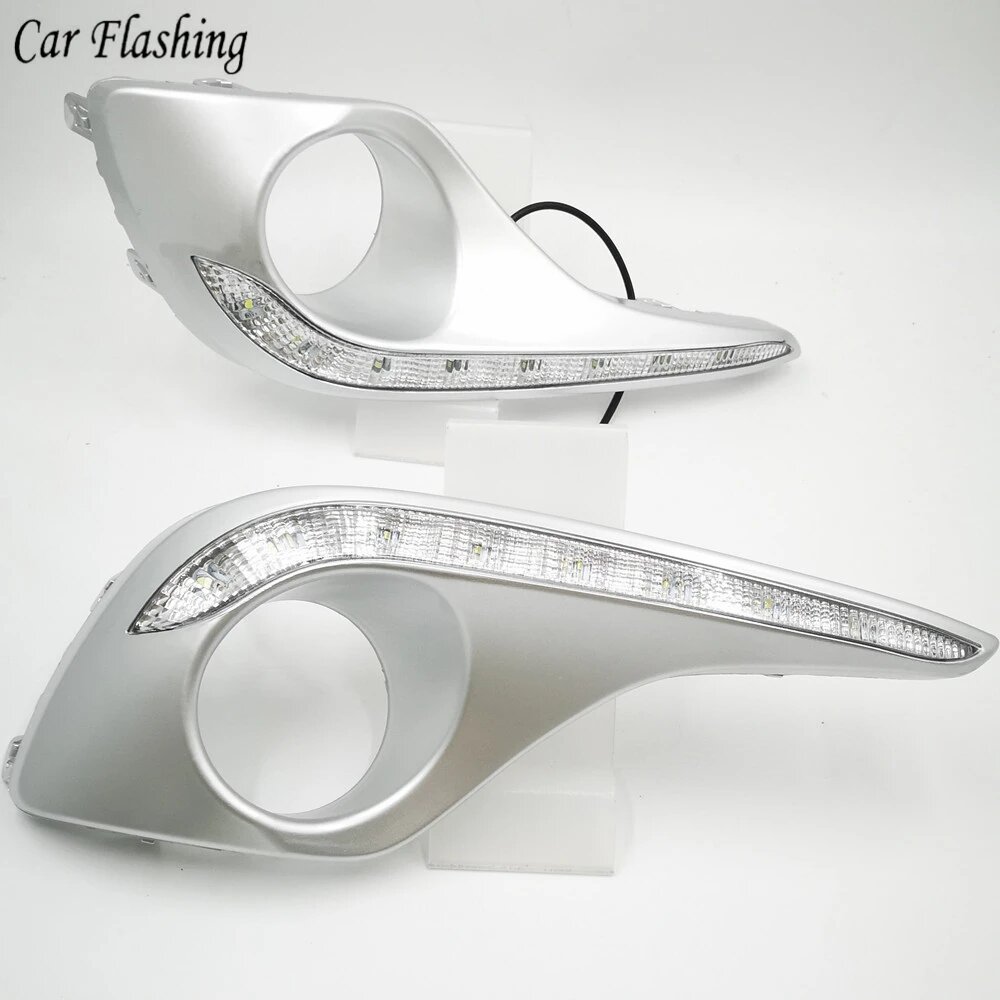 Автомобильные мигающие DRL для Toyota Highlander 2012, 2013, 2014, дневные ходовые огни, противотуманные фары, 12 В дневной свет, Стайлинг автомобиля White and Yellow