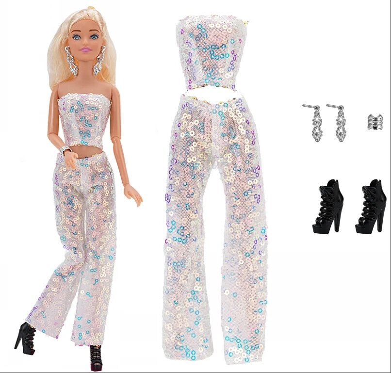 Офисный женский модный комплект одежды для куклы Барби, наряды для кукол 1/6, аксессуары для кукол, рубашка Барби, широкие брюки, брюки, игрушки