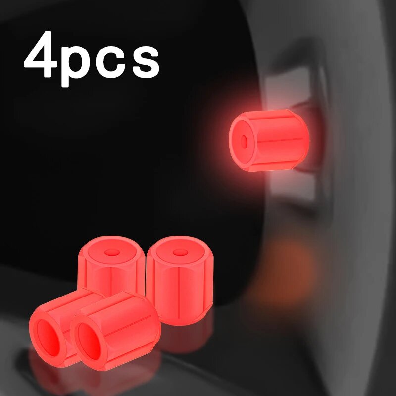 Светящиеся колпачки клапанов шин, red 4PCS