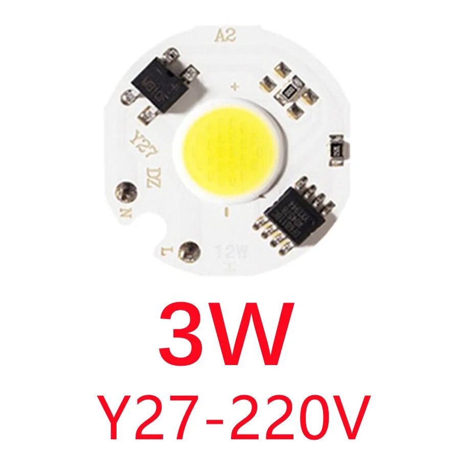 Светодиодный чип PwwQmm COB круглая лампа Y27-220V-3W, white light