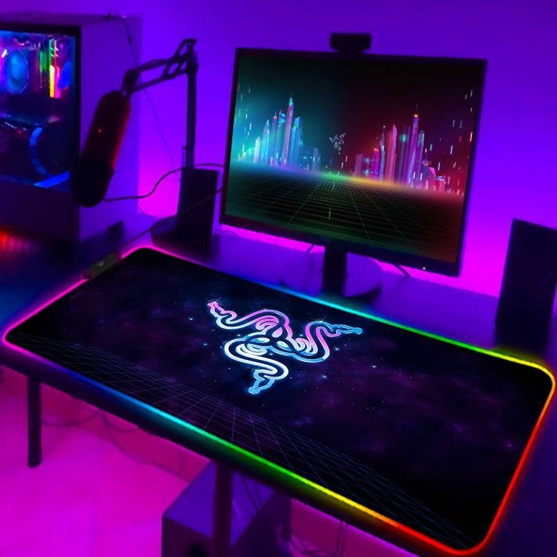Игровой коврик Razer RGB, для мыши, нескользящее основание, подсветка, 90x40 см