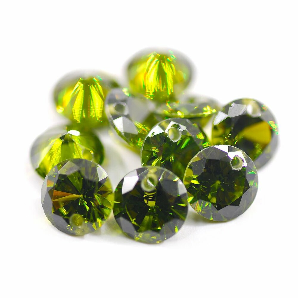 Циркон Hisenlee 4/6/8 мм круглые камни 50 шт. 4mm - 50Pcs, Изумрудный, Olive green