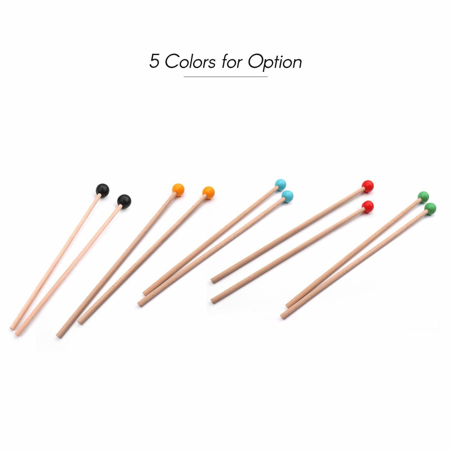 Пара зеленых молоточков для ксилофона, клен, резина, 365мм