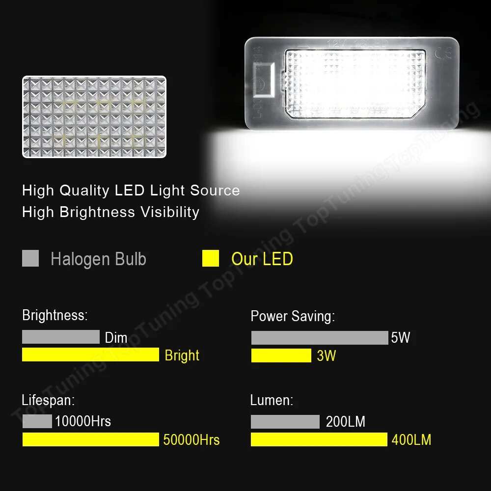 2 шт. лампа номерного знака без ошибок Canbus, светодиодная подсветка номерного знака для Audi A1 A4 A5 A6 C7 A7 S5 Q5 RS5 TT TTS TTRS Roadster