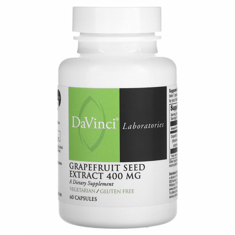 DaVinci Laboratories, Экстракт косточек грейпфрута, 400 мг, 60 капсул