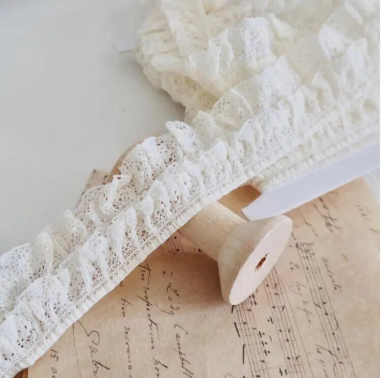 FINEFANTESYER Бежевое кружевное полотно из хлопка 3.2cm