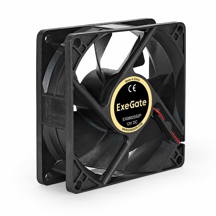 Корпусный вентилятор ExeGate EX08025S2P, 80x80x25 мм, Sleeve bearing (подшипник скольжения), 2pin (разъем 2.54; для блоков питания ATX)