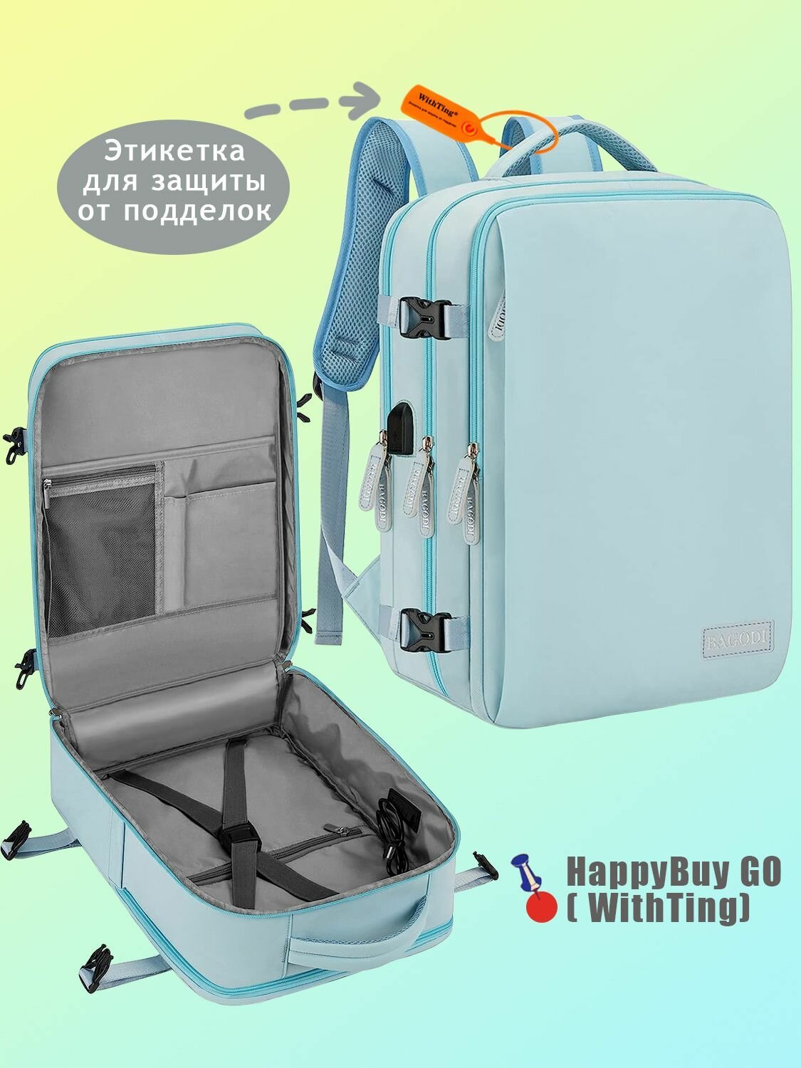 Чемодан, 15,6-дюймовый рюкзак для ручной клади, одобренный для полетов, Водонепроницаемый большой походный рюкзак объемом 40 литров