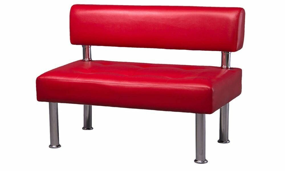 Диван прямой для дома и офиса Сантьяго без боковин 100x58х80 красная экокожа