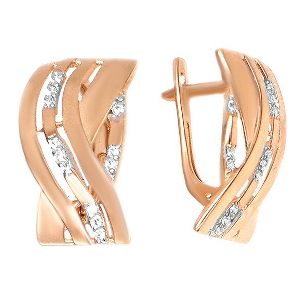 Серьги, красное золото, 585 проба, фианит