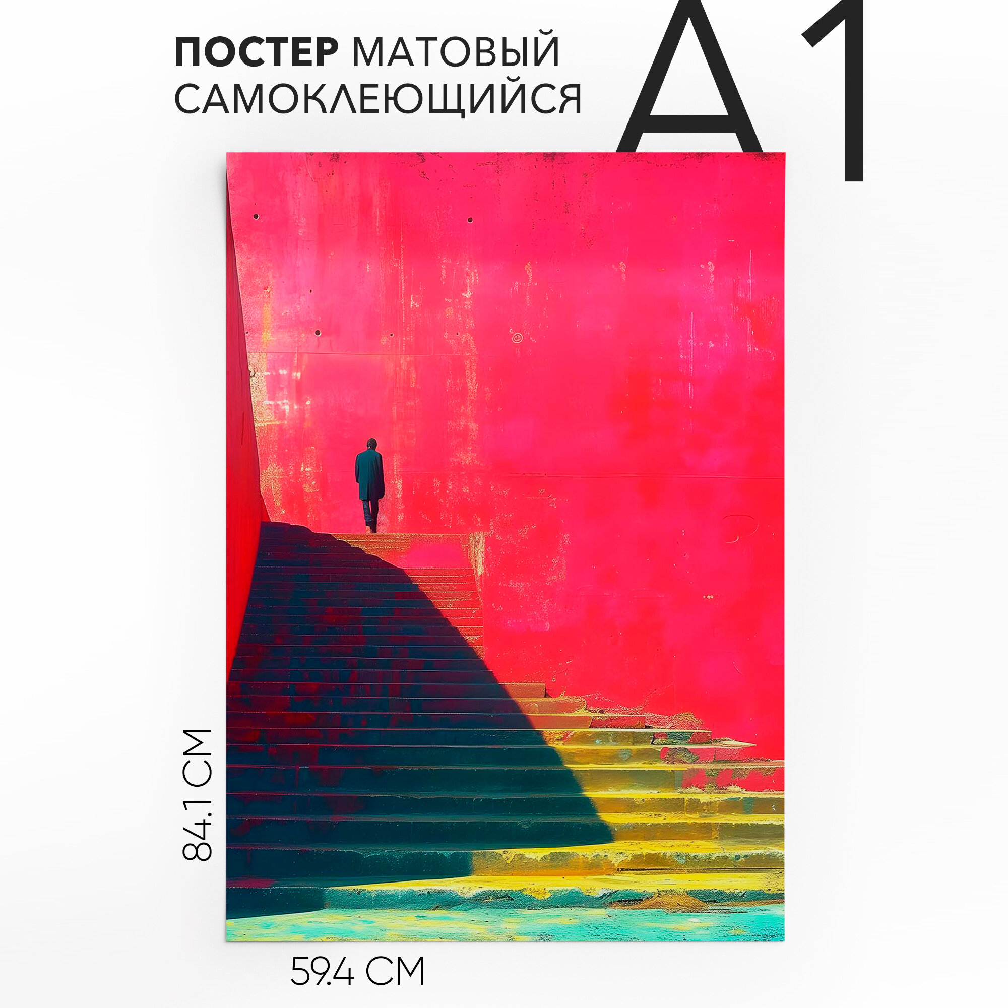 Постер интерьерный самоклеящийся, большой A1 Лестница, влагостойкий, для декора