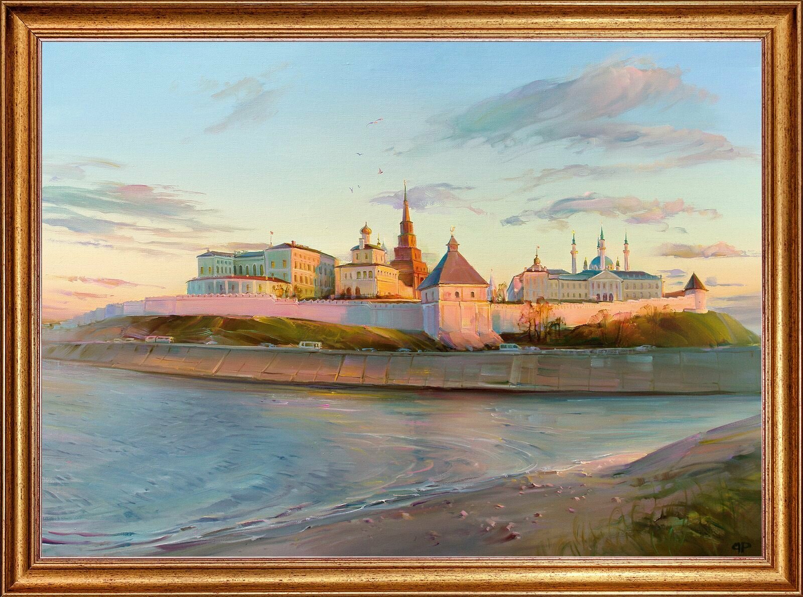 Картина на холсте, "Казанский кремль", 50х70 см, художник - Романов Роман. Холст на деревянном подрамнике, оформлена в багет, Арт. РР-х54