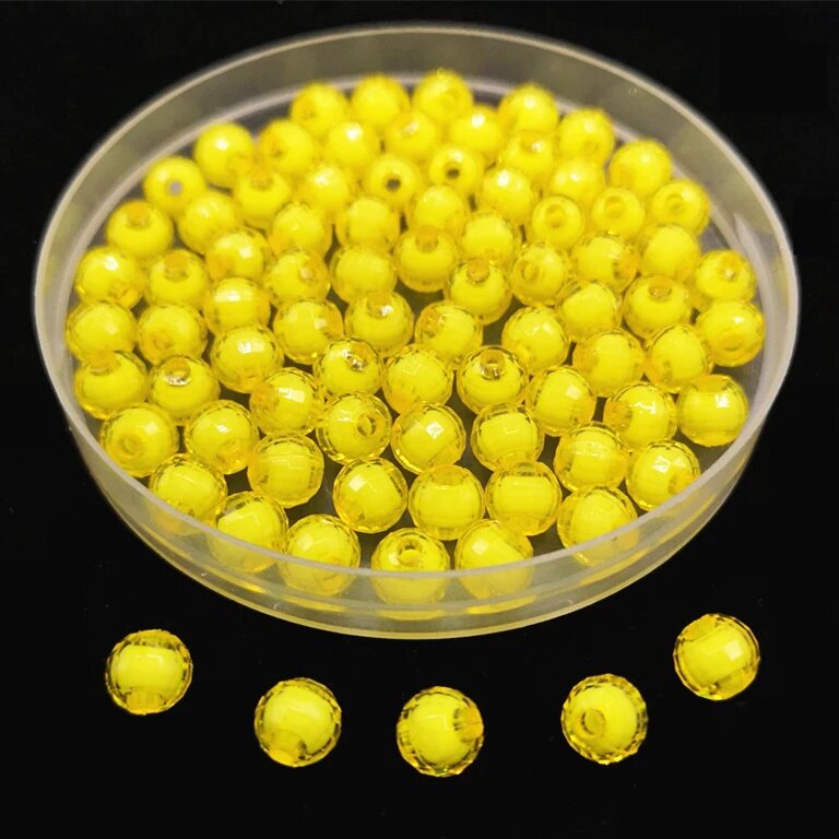 Акриловые граненые бусины RoLi 8мм/10мм 50 шт 8mm 50pcs, Yellow