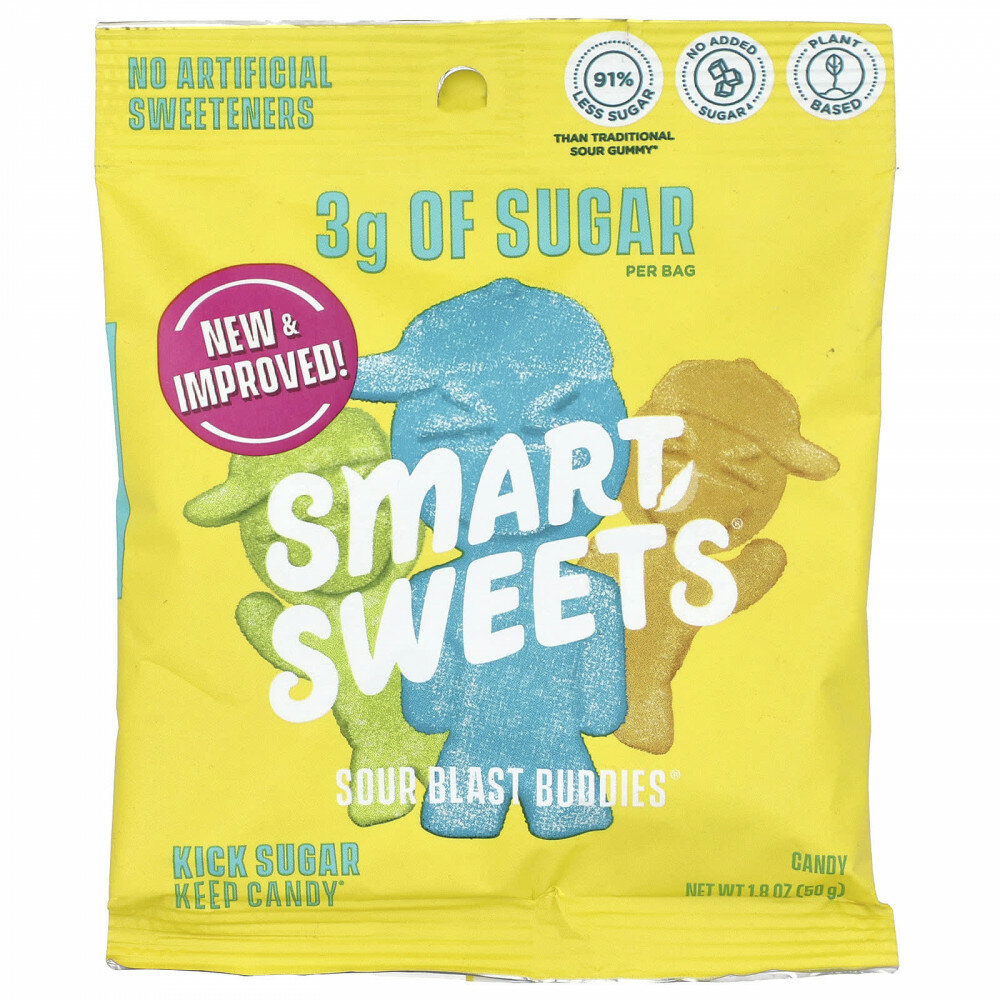 SmartSweets, Sour Blast Buddies, ягоды, голубая малина, лайм, лимон, апельсин, 50 г (1,8 унции)