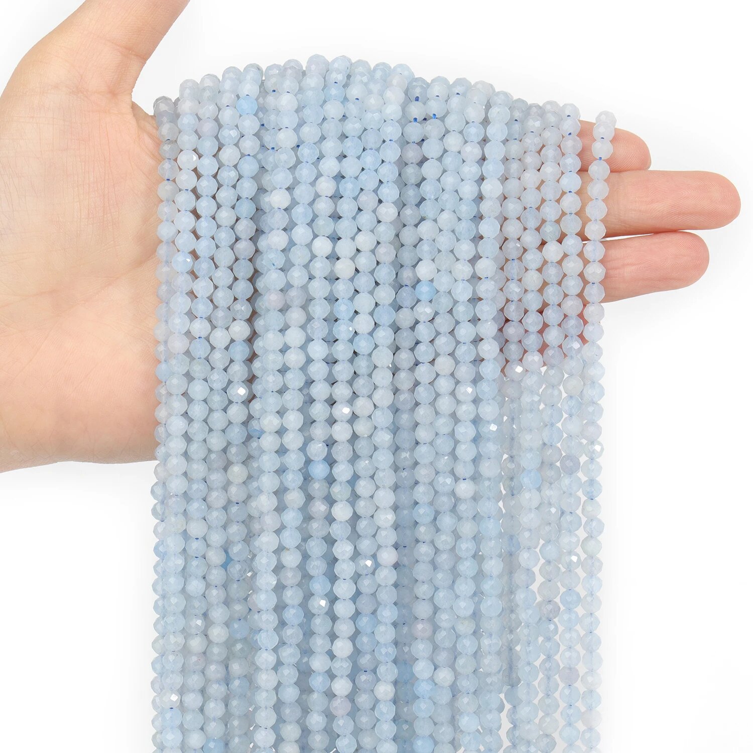 Синие бусины из лазурита, апатита, сапфира, аквамарина Голубой, 4mm about 91pcs, Aquamarine
