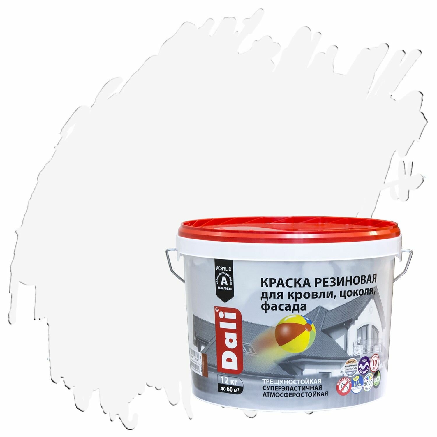 Краска резиновая Dali глубокоматовая (12кг) белая
