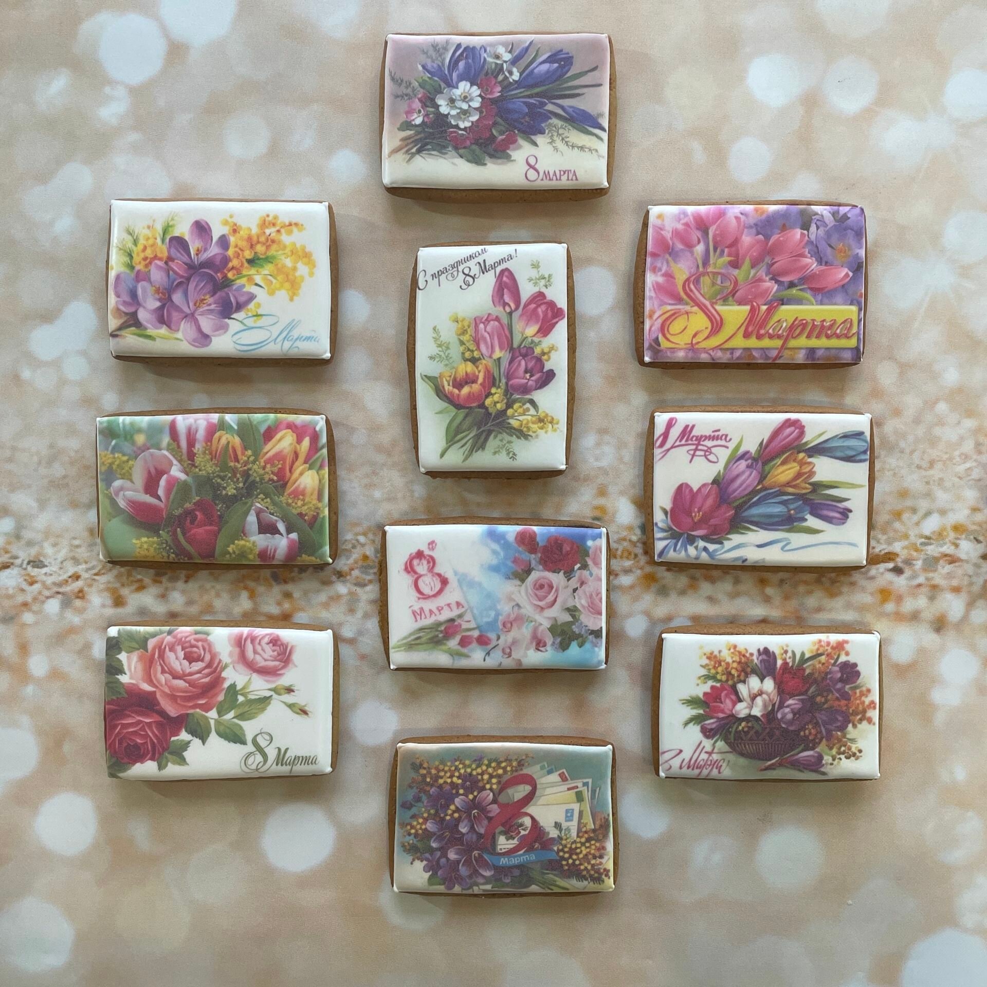 Пряники цветы 10 штук. С 8 марта.