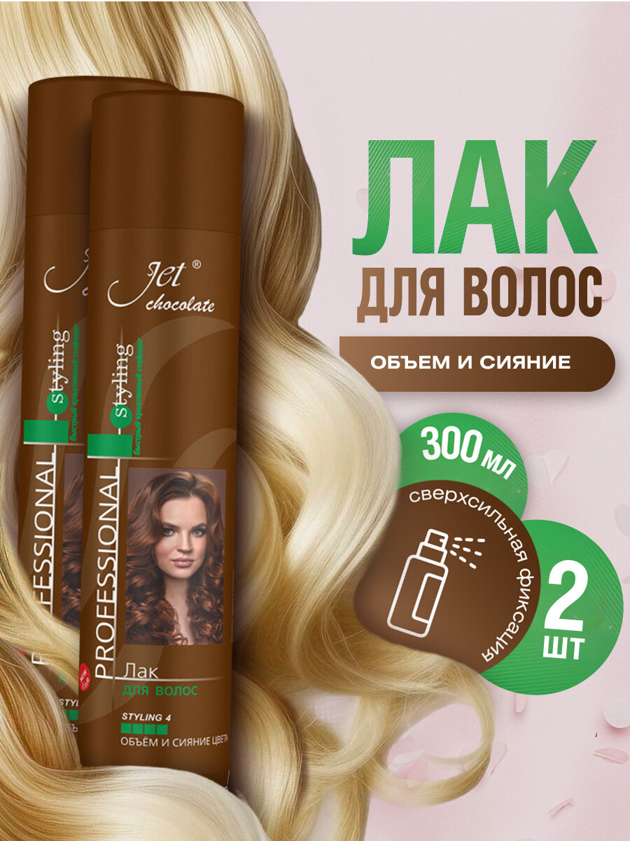 Лак для волос Jet набор chocolate Styling maxi Объем и сияние 300мл*2шт