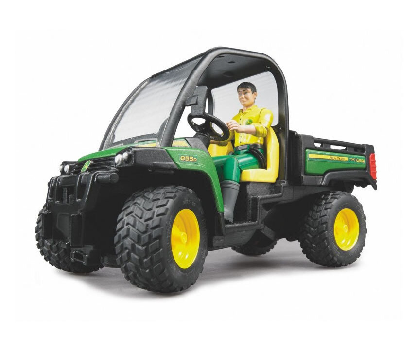 Мини-самосвал Bruder John Deere Gator XUV 855D, с фигуркой водителя 107 мм (02-490)