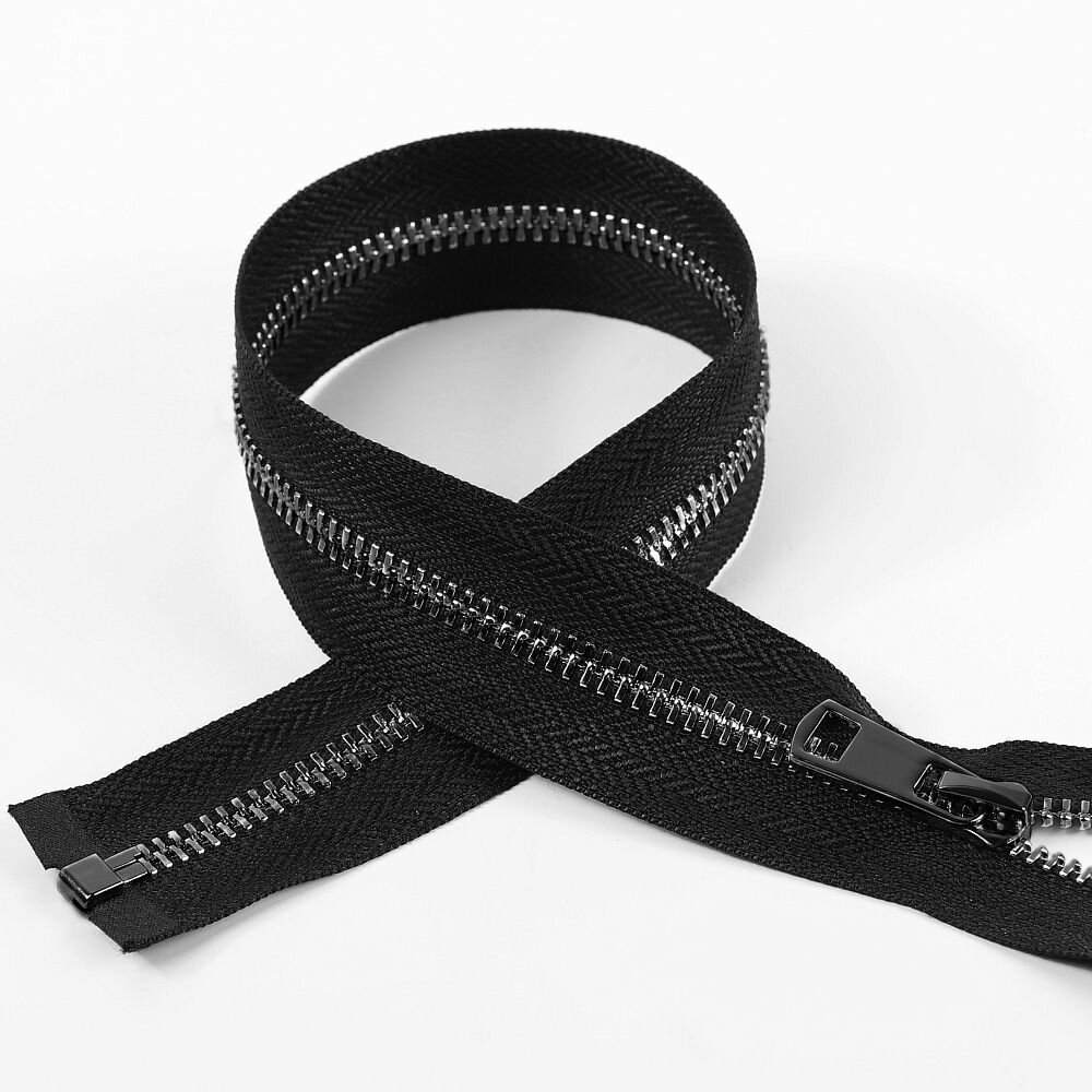 Молния MaxZipper металлическая, Титан, №5, черный никель, 60 см, цвет F322 черный (TIT5.60. BNIK)