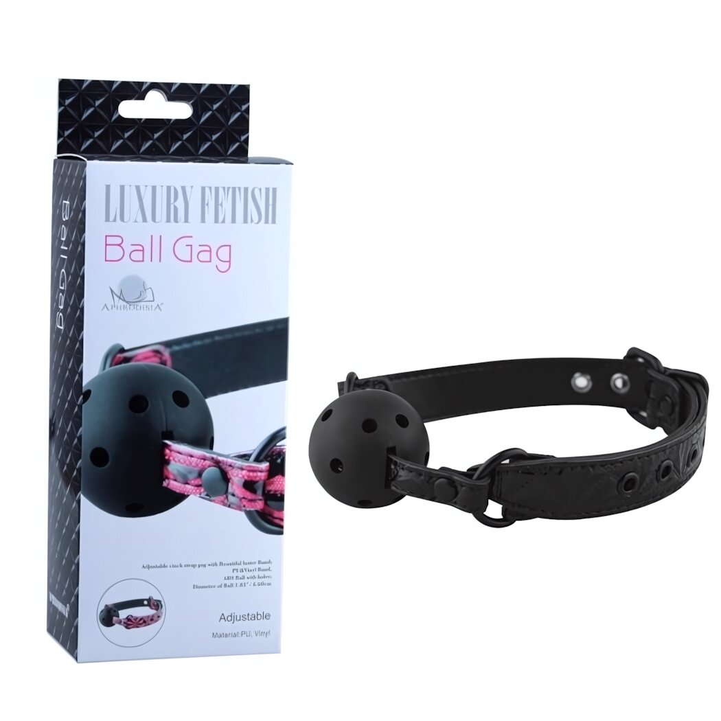 Кляп шарик дышащий Ball Gag, черный, регулируемый, комфортный, 56 см