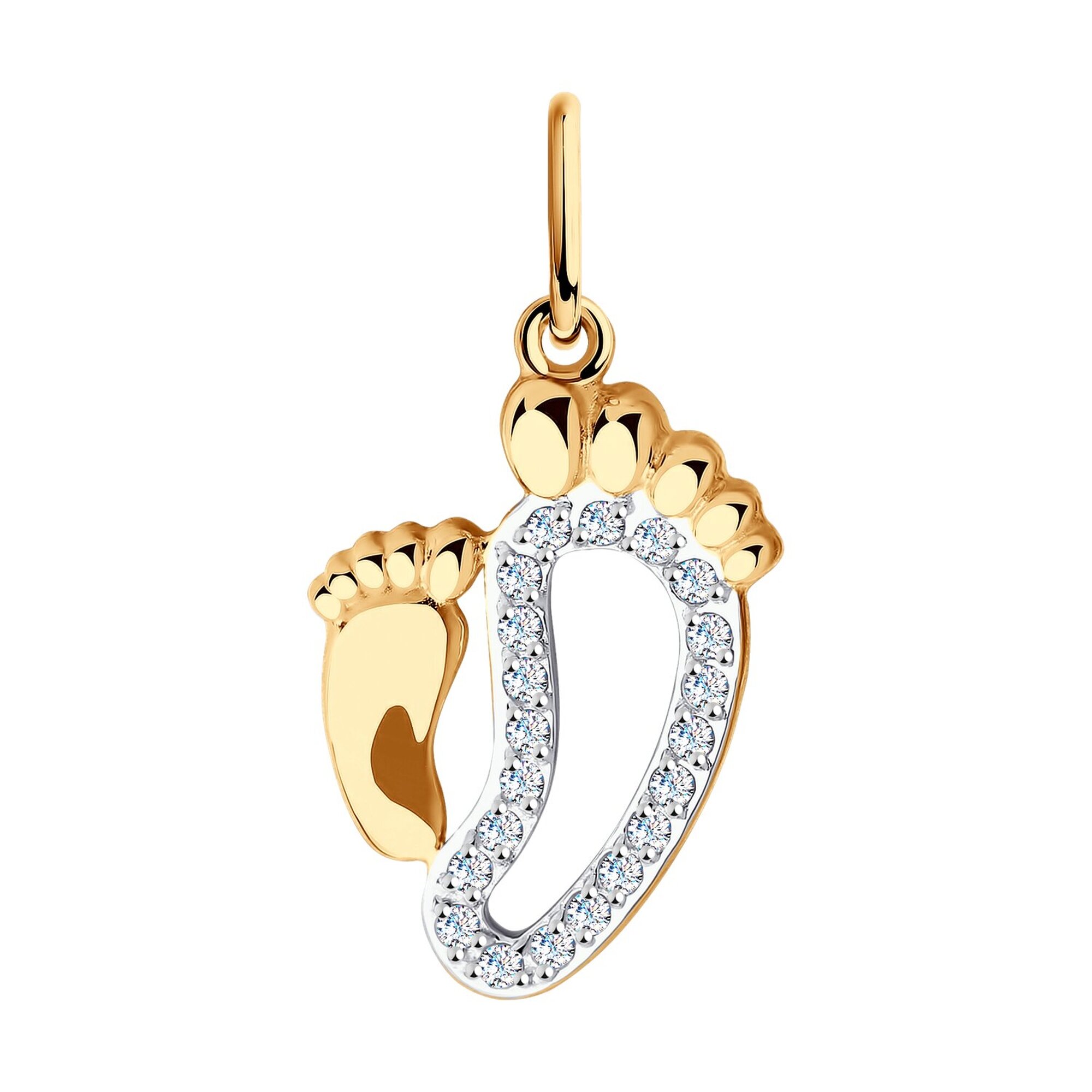 Подвеска, красное золото, 585 проба, фианит