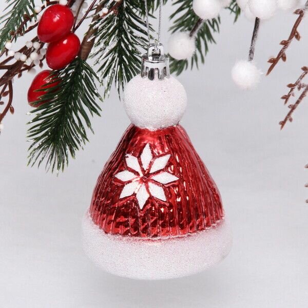 Елочная игрушка Серпантин Новогодняя шапочка 6,5х6,5х9,5 см, цвет красный